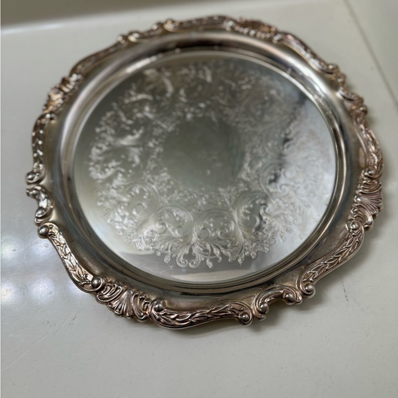 Dining | Vintage Sheridan Silverplate Tray Round Antique Plate Serving ...